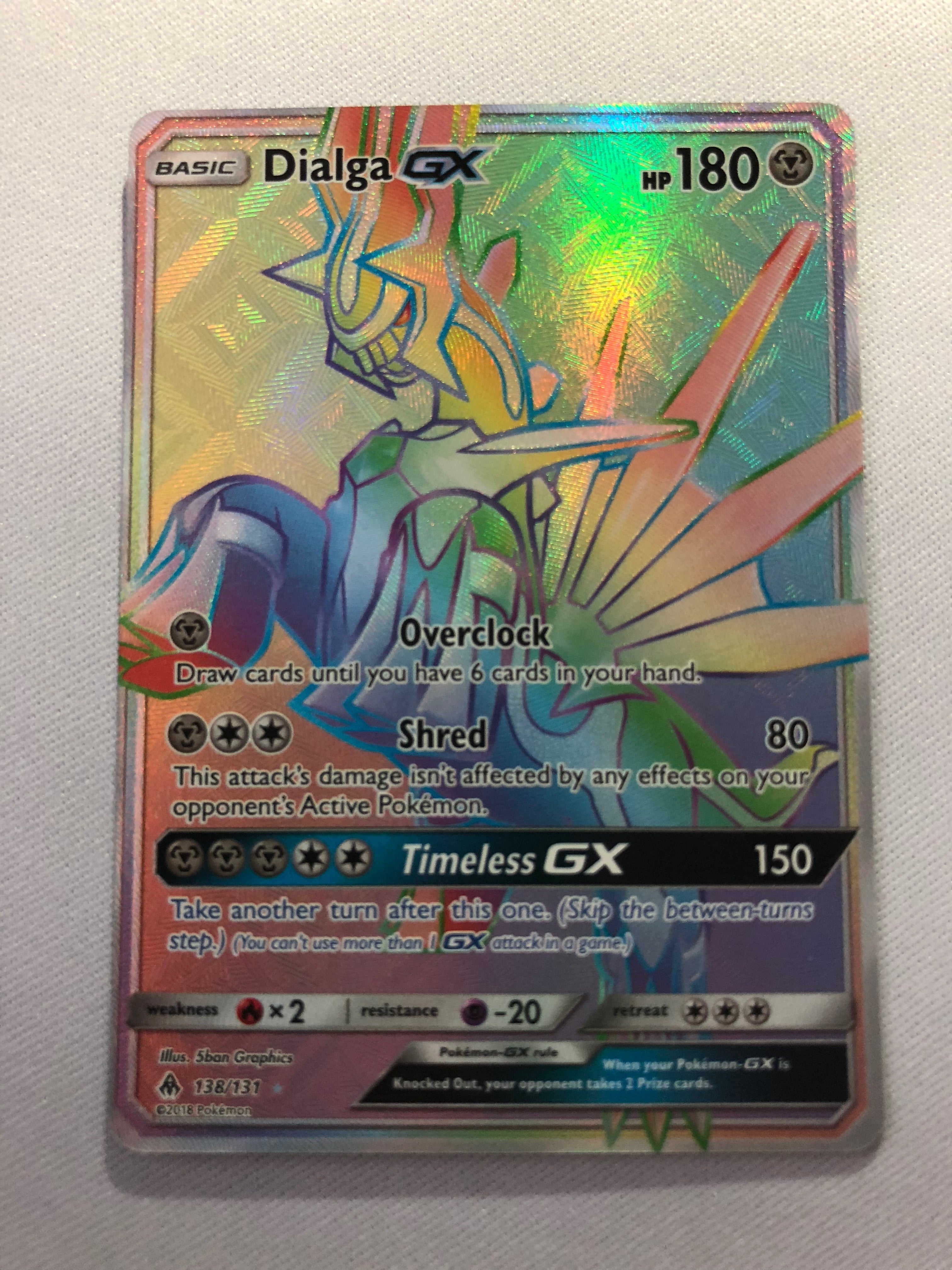 Dialga GX 138/131 Rainbow Full Art Forbidden Light Pokemon Card Near M