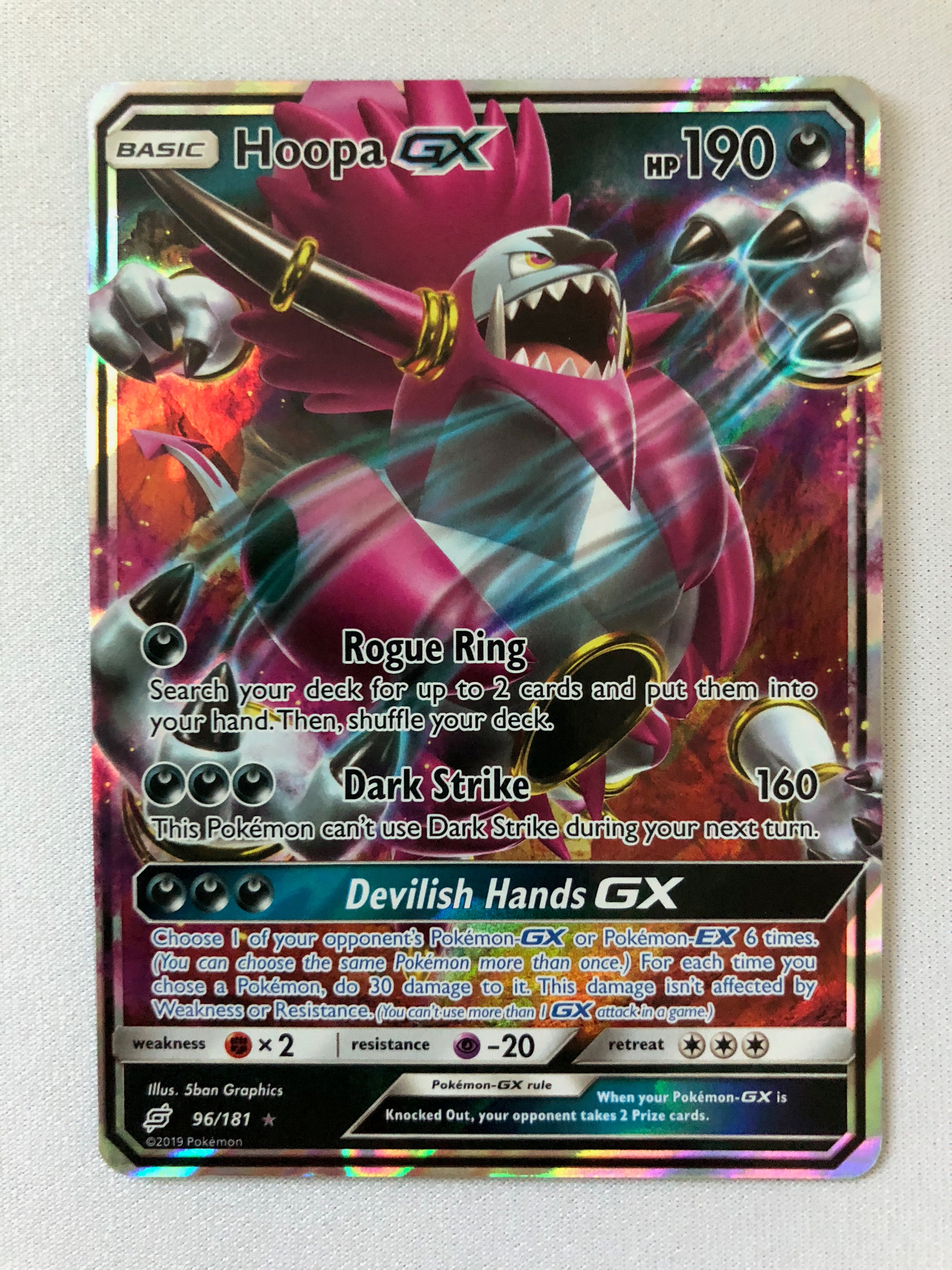 Hoopa GX 96/181 Ultra Rare Sun & Moon Pokemon Card Near Mint