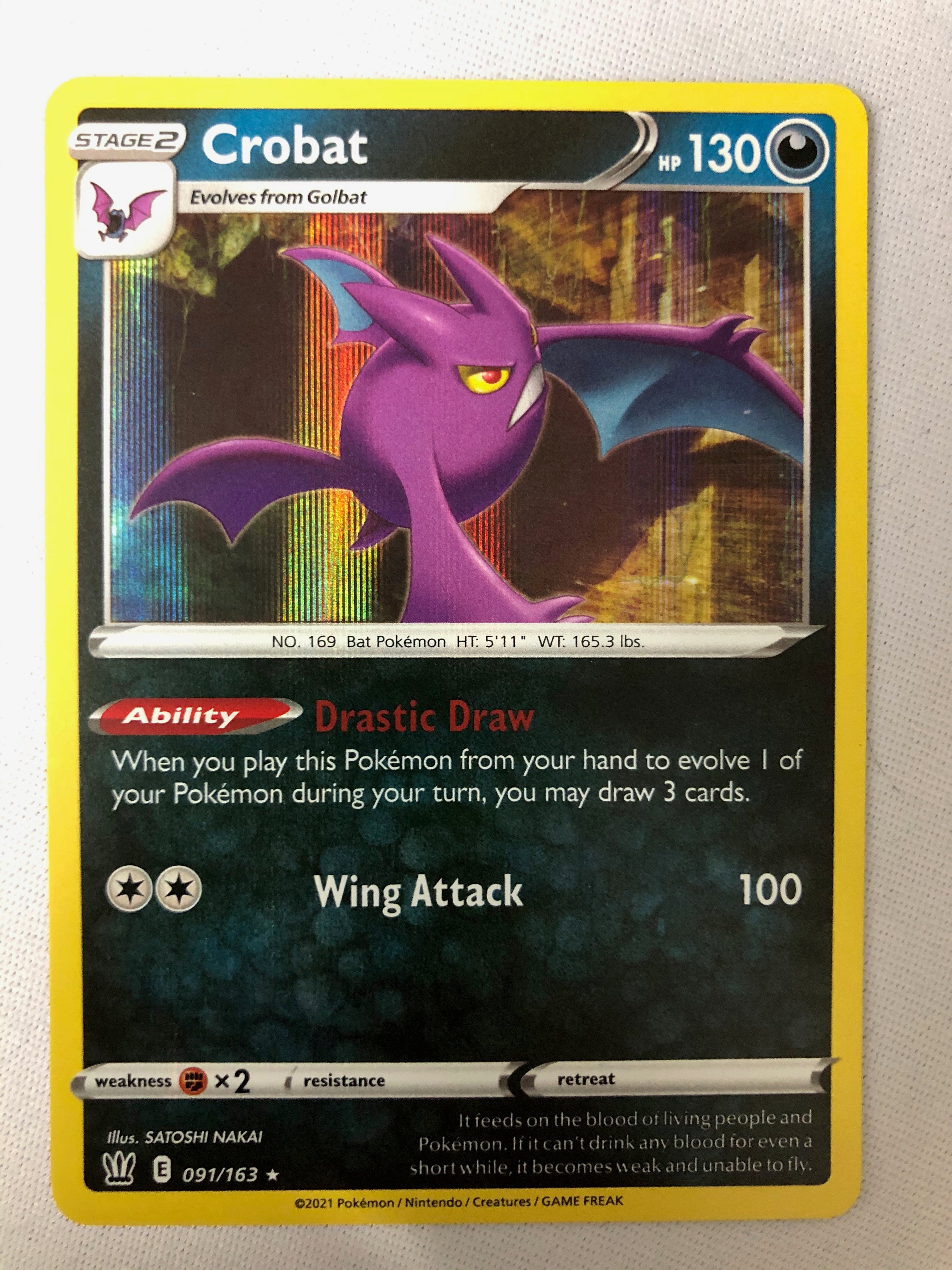 Crobat 091/163 Battle Styles Holo Rare Pokemon Card MINT