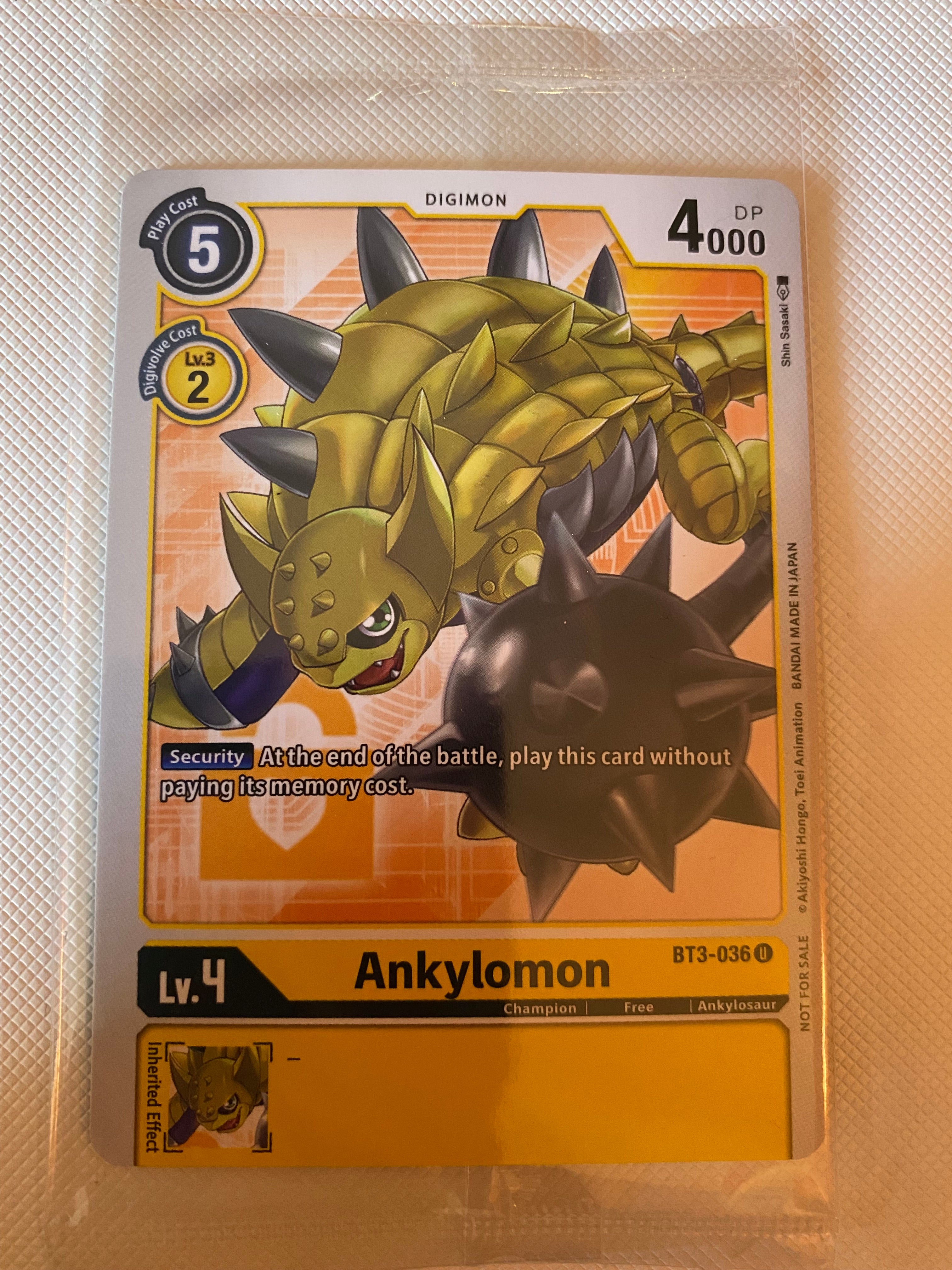 Digimon TCG Ankylomon BT3-036 Box Topper Near Mint
