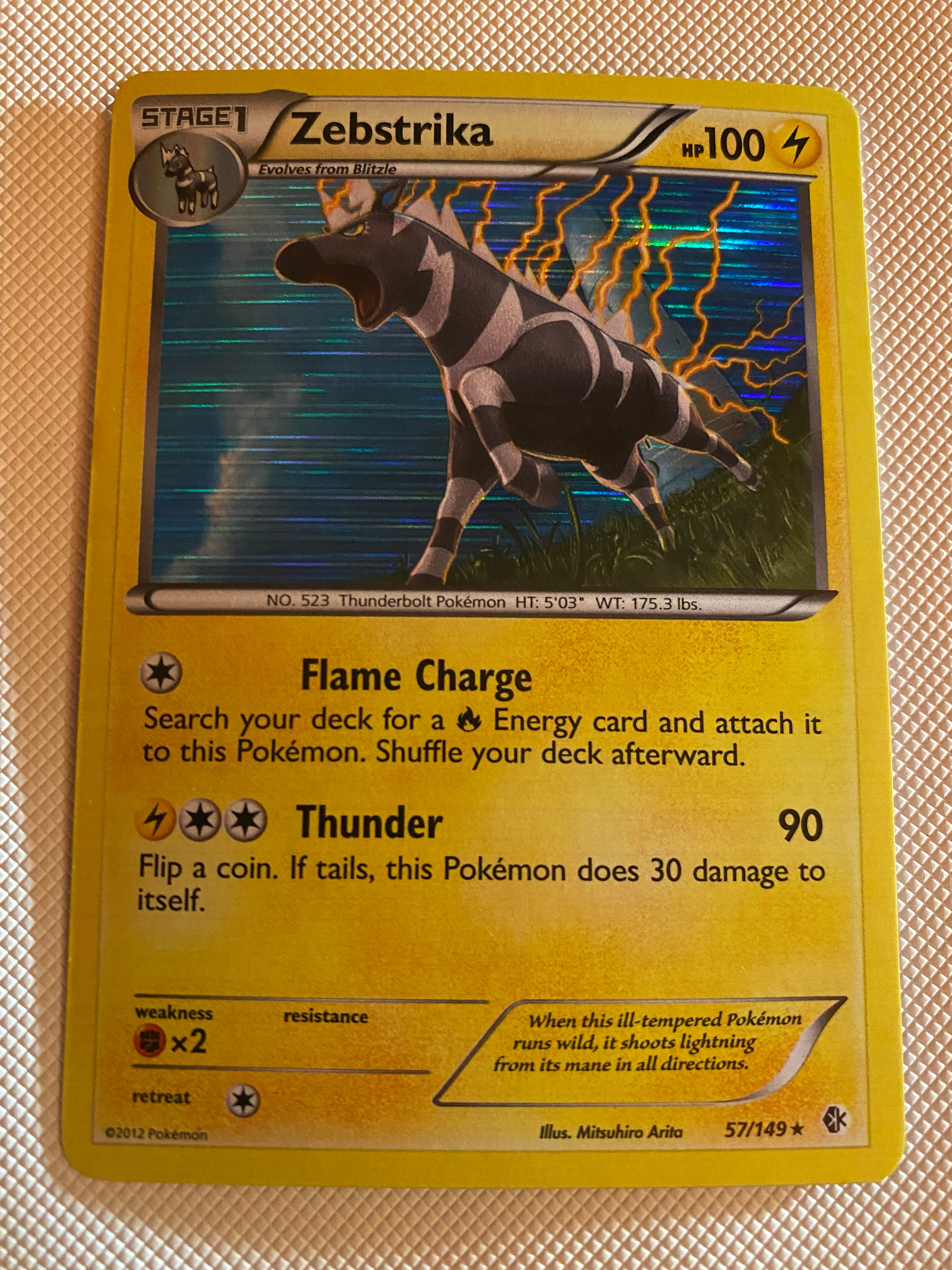 Zebstrika 57/149 Holo Rare Boundaries Cross Pokemon Card Naer Mint