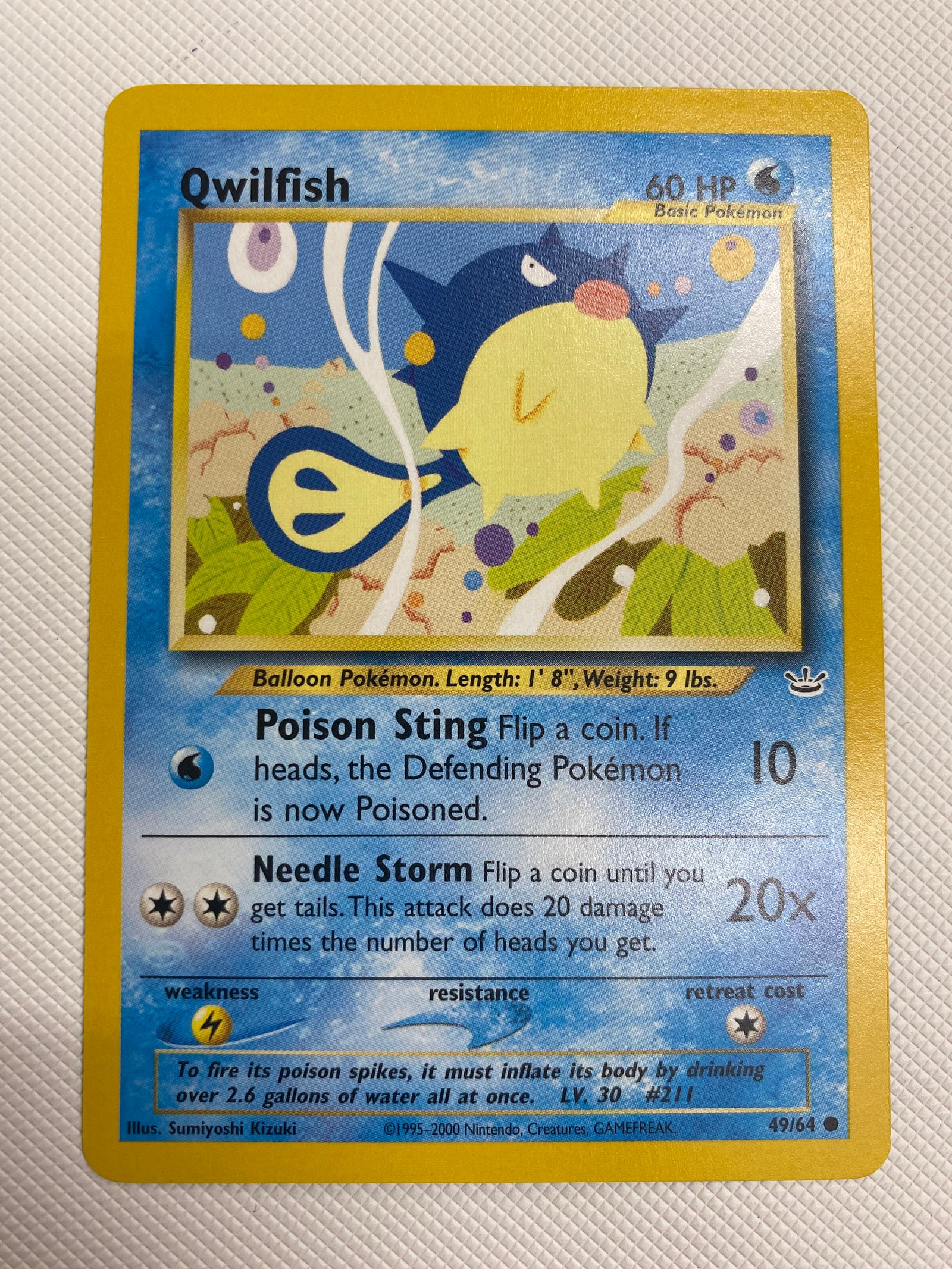 Qwilfish 49/64 Neo Revelation Common Pokemon Card Naer Mint