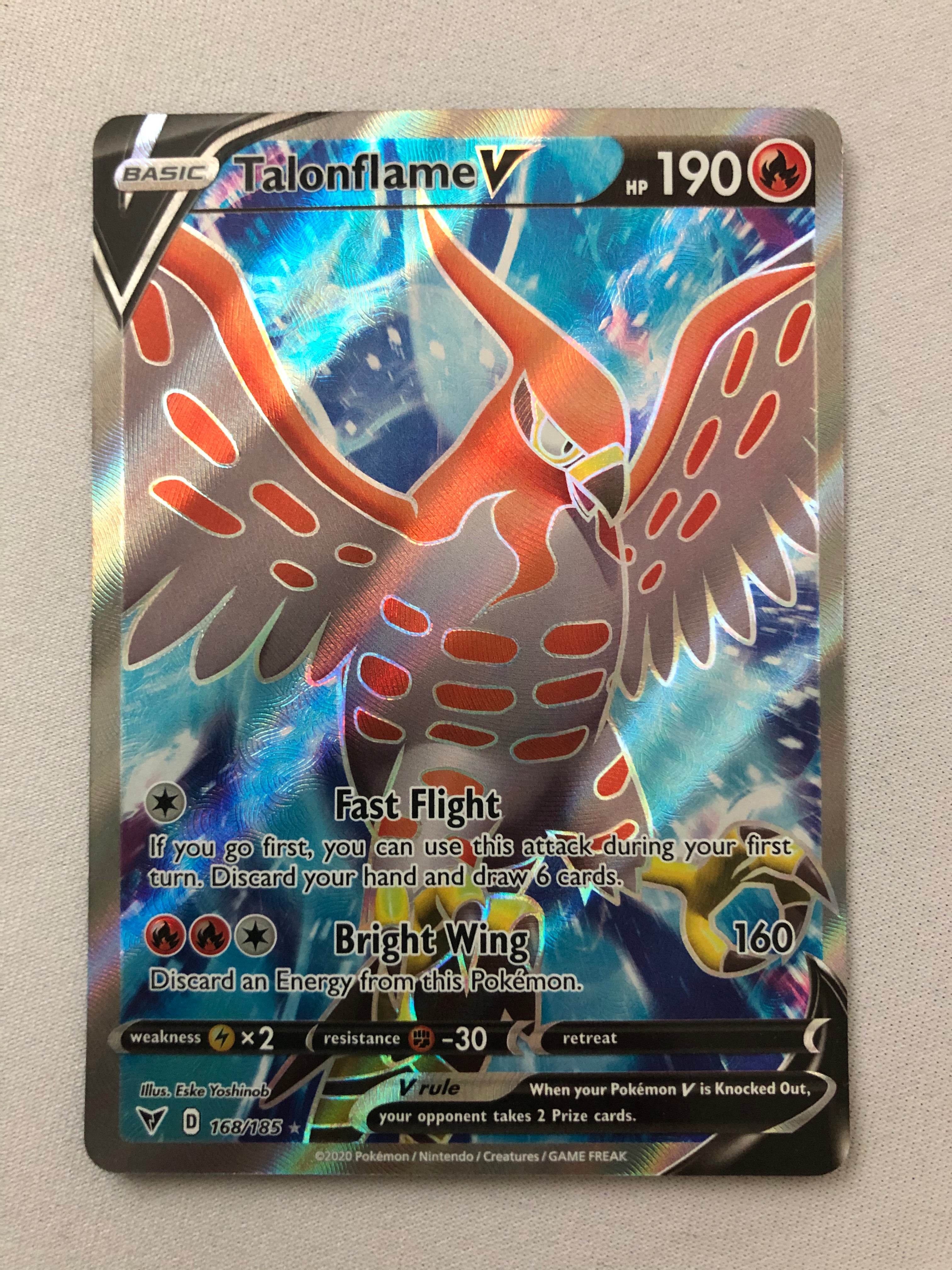 Talonflame V 168/185 Full Art Ultra Rare Pokemon Card Near Mint