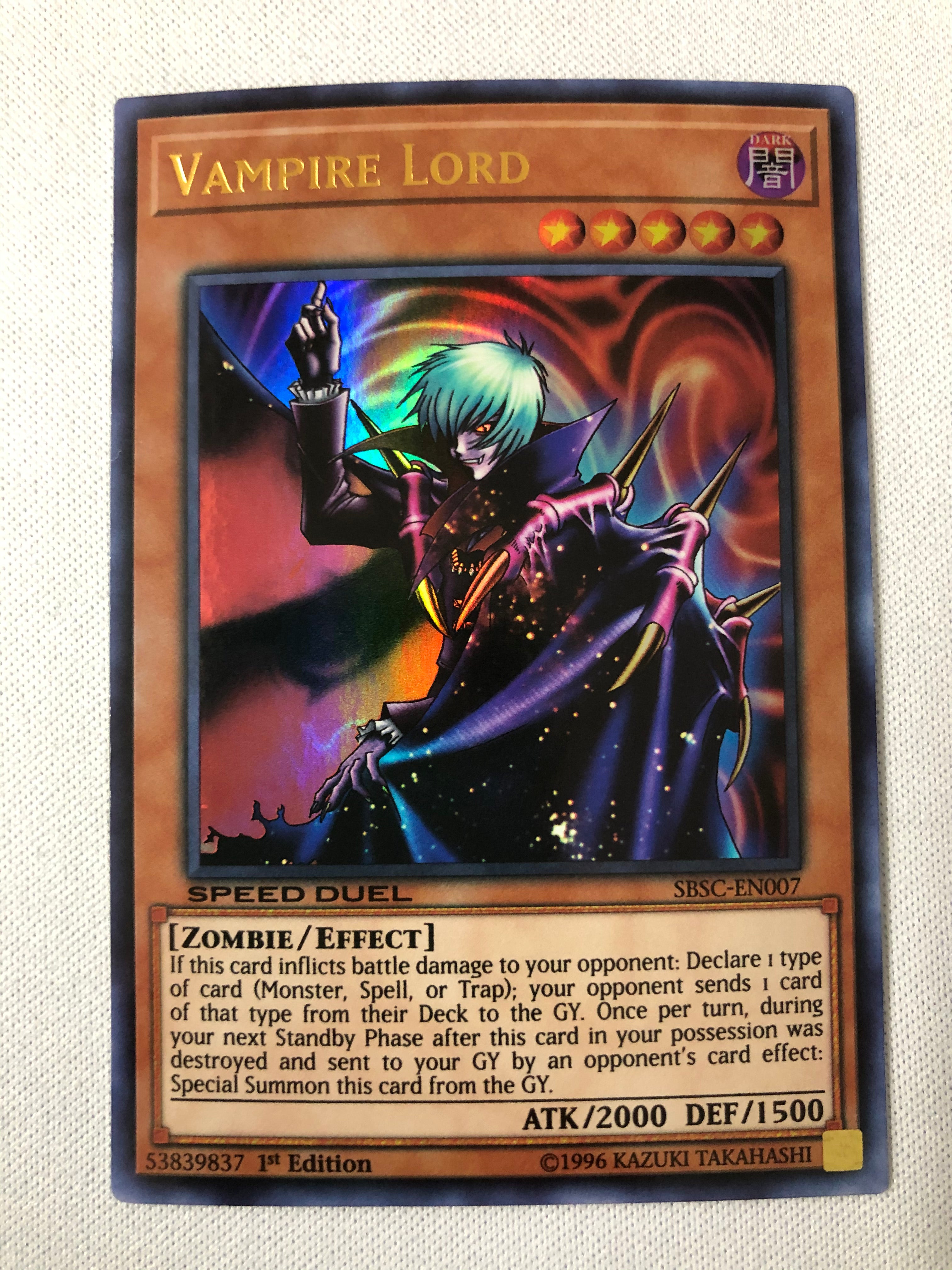 Yugioh Vampire Lord SBSC-EN007 Speed Duel: Scars of Battle Near Mint